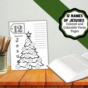 12 Names of Jesus Colored and Coloring Page. Coloring Page With Verses ...