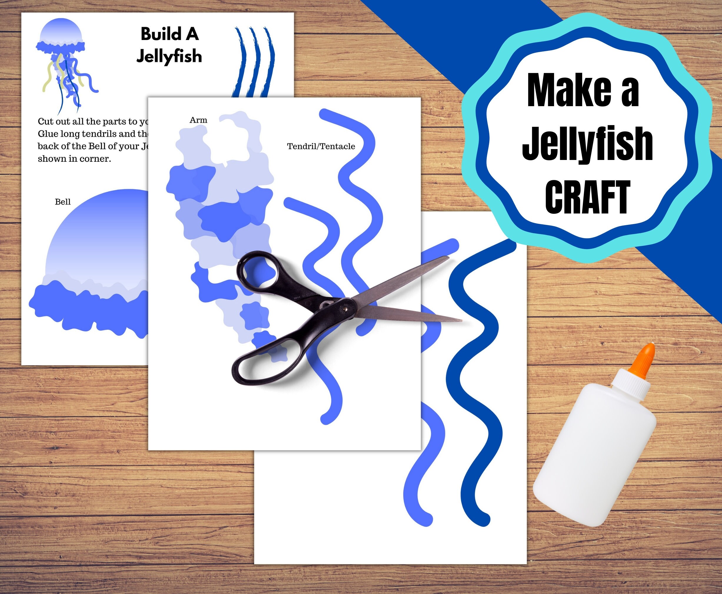 Printable Jellyfish Kids Craft. Three Colored Jellyfish to Cut Out and ...