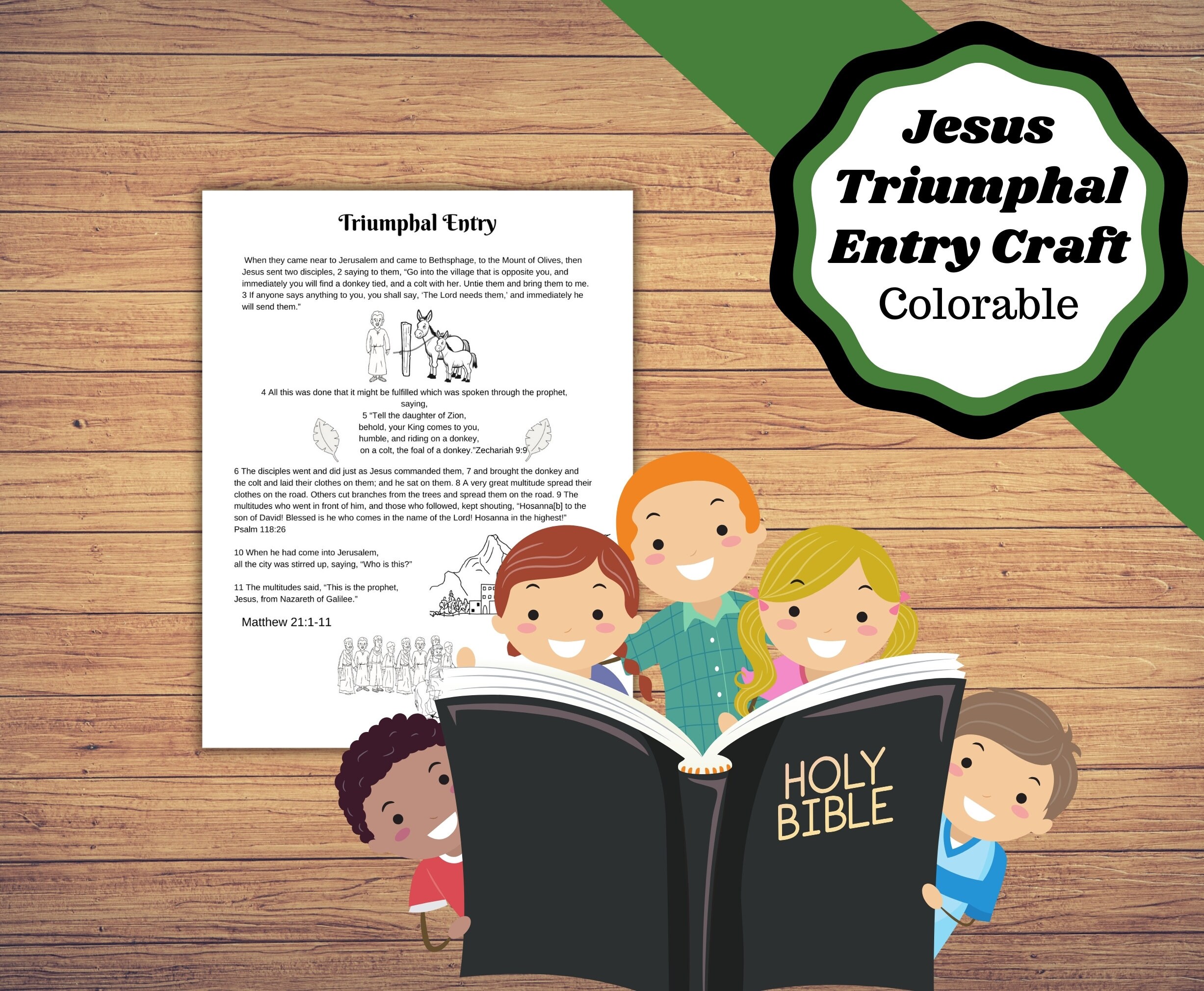 Printable Triumphal Entry Colorable Craft for Kids, Easter Sunday ...