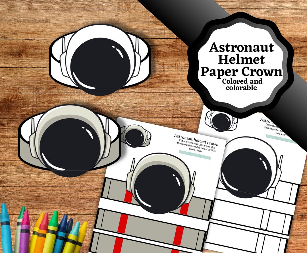 Printable Astronaut Helmet Paper Crown. Colored and Colorable Paper ...