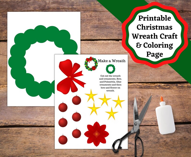 Simple Easy to Make Printable, Cute and Paste Christmas Wreath, Kids ...