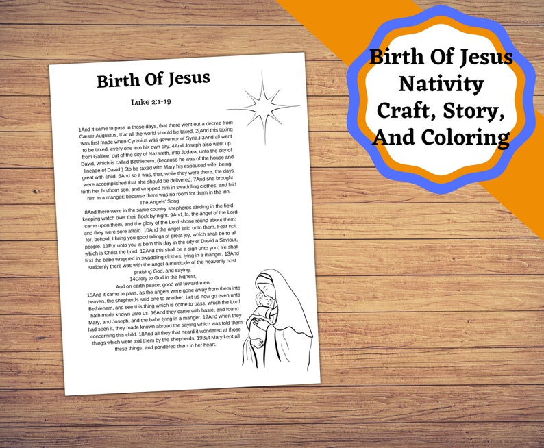 Birth of Jesus Printable Craft. Christmas Nativity Birth of Christ ...