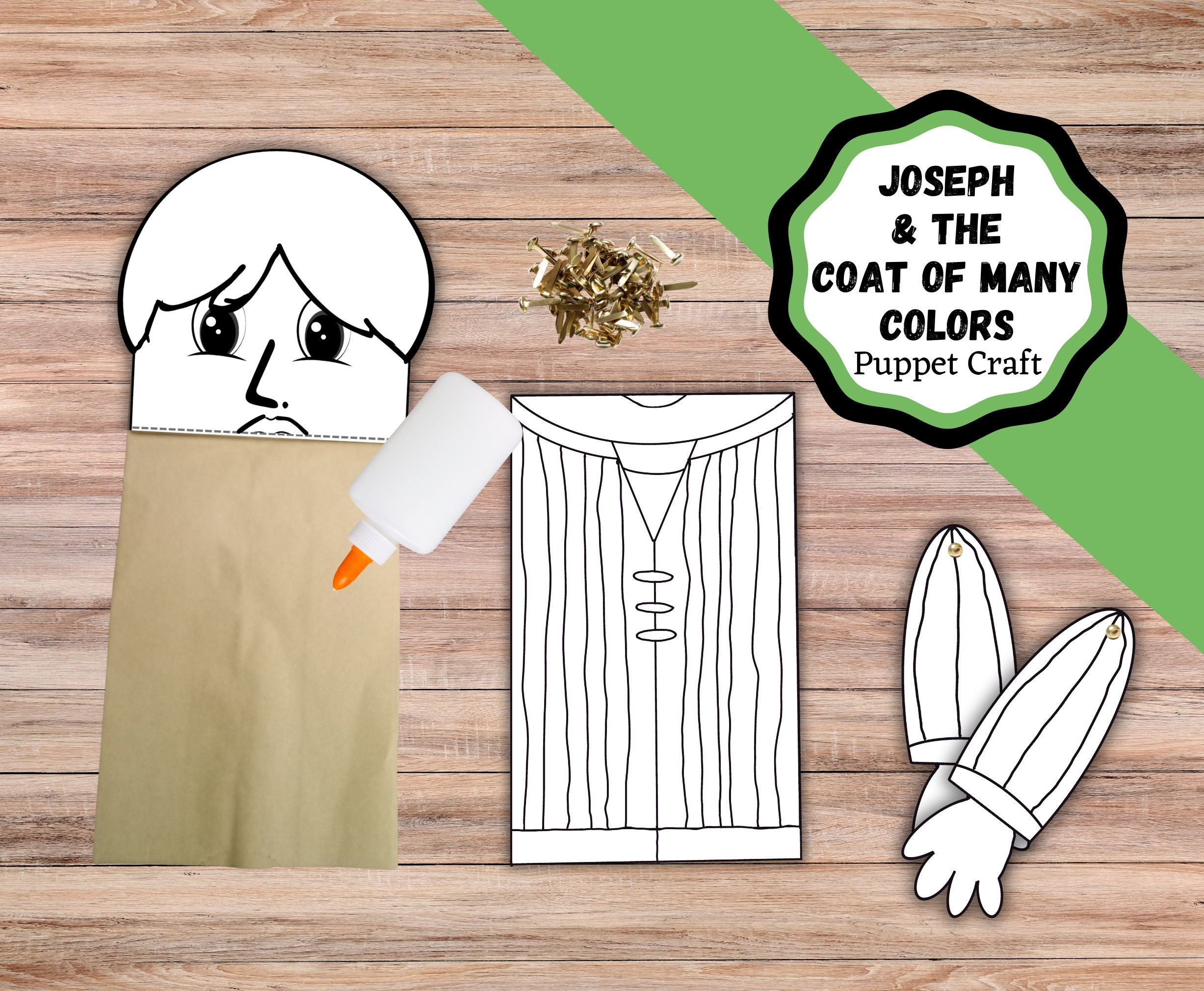 Printable Joseph and the Coat of Many Colors Paper Bag Puppet. Joseph ...