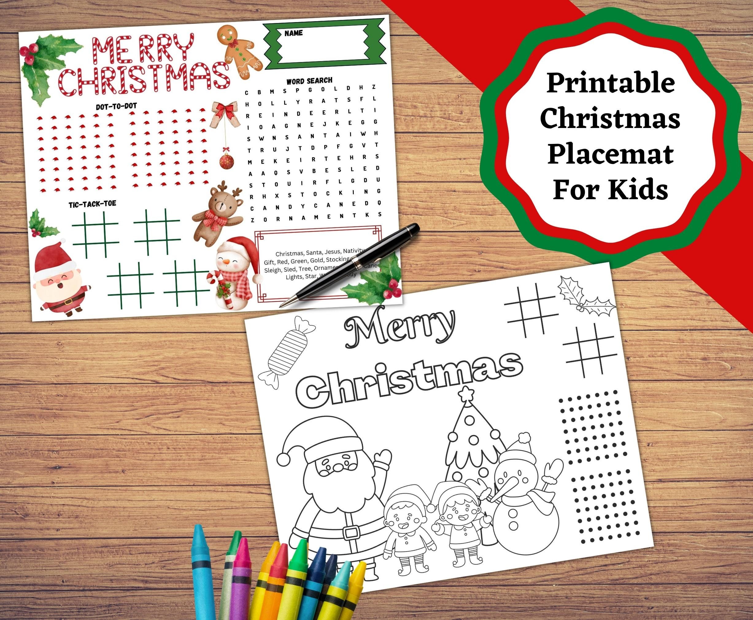 Christmas Printable Placemat for Kids and Adults. Double Sided ...
