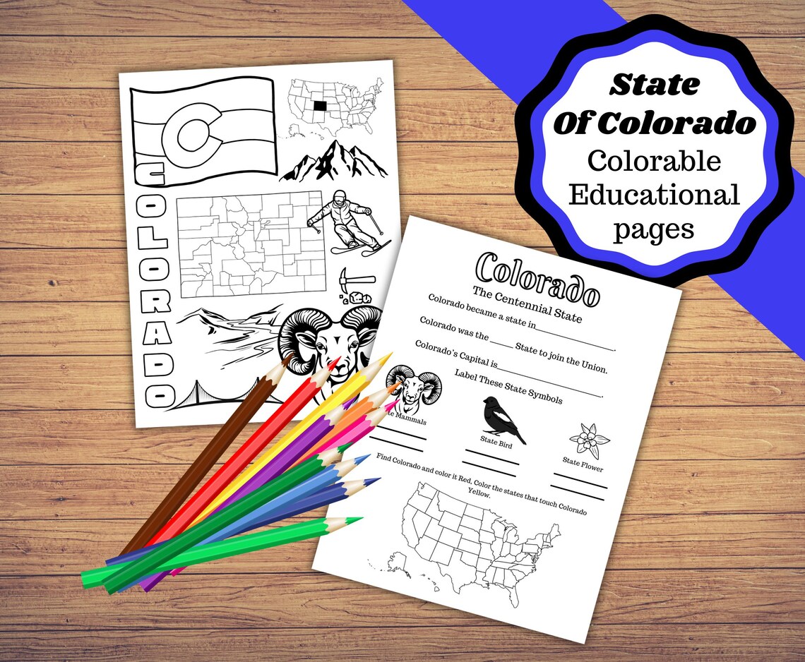 Colorado State Printable Coloring and Worksheets, Learn About Colorado ...