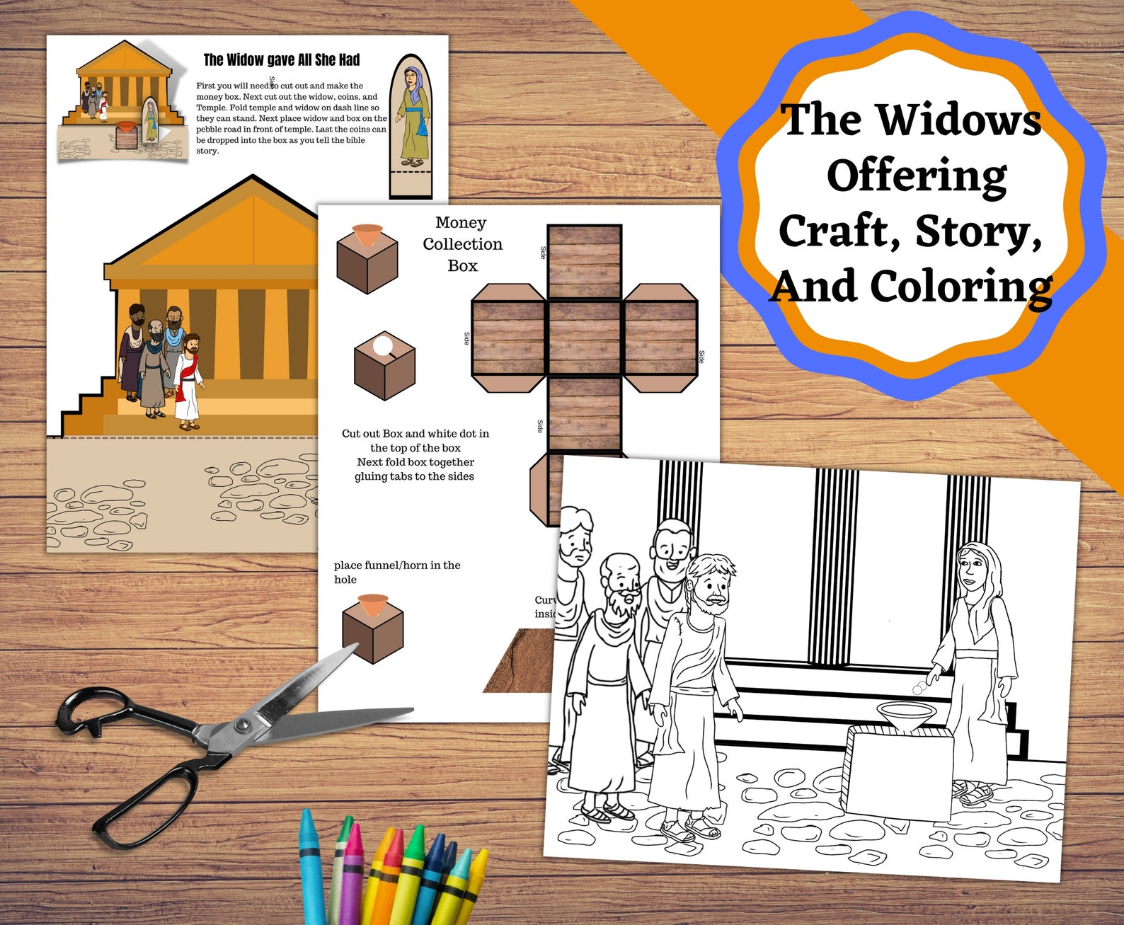The Widows Offering, Printable Bible Lesson, Craft, Coloring, and Story ...