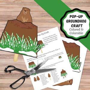 Printable Pop-up Groundhog Craft, Large Colored and Colorable Pop-up ...