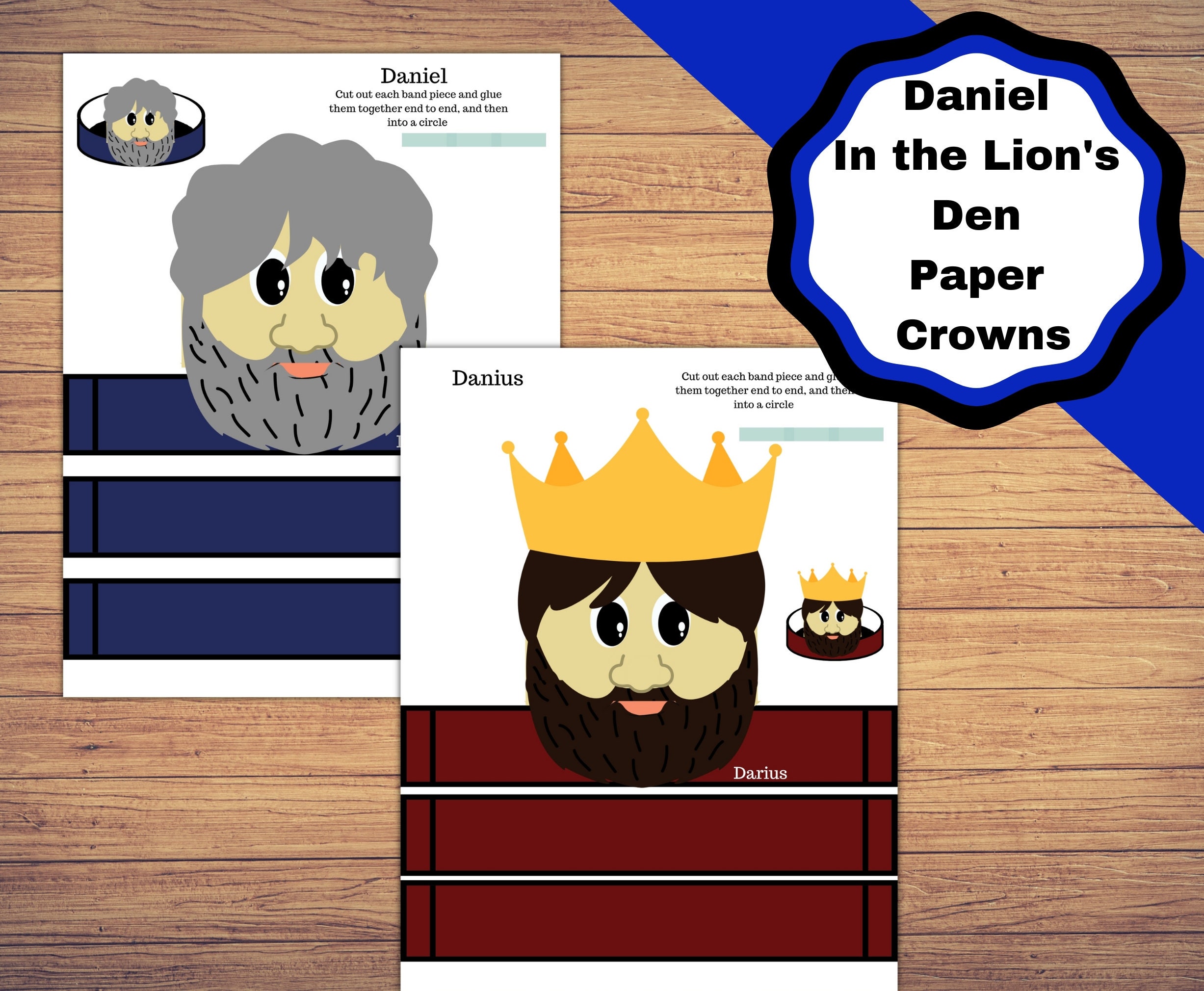 Printable Daniel in the Lion's Den Paper Crowns. Daniel, Darius, and ...