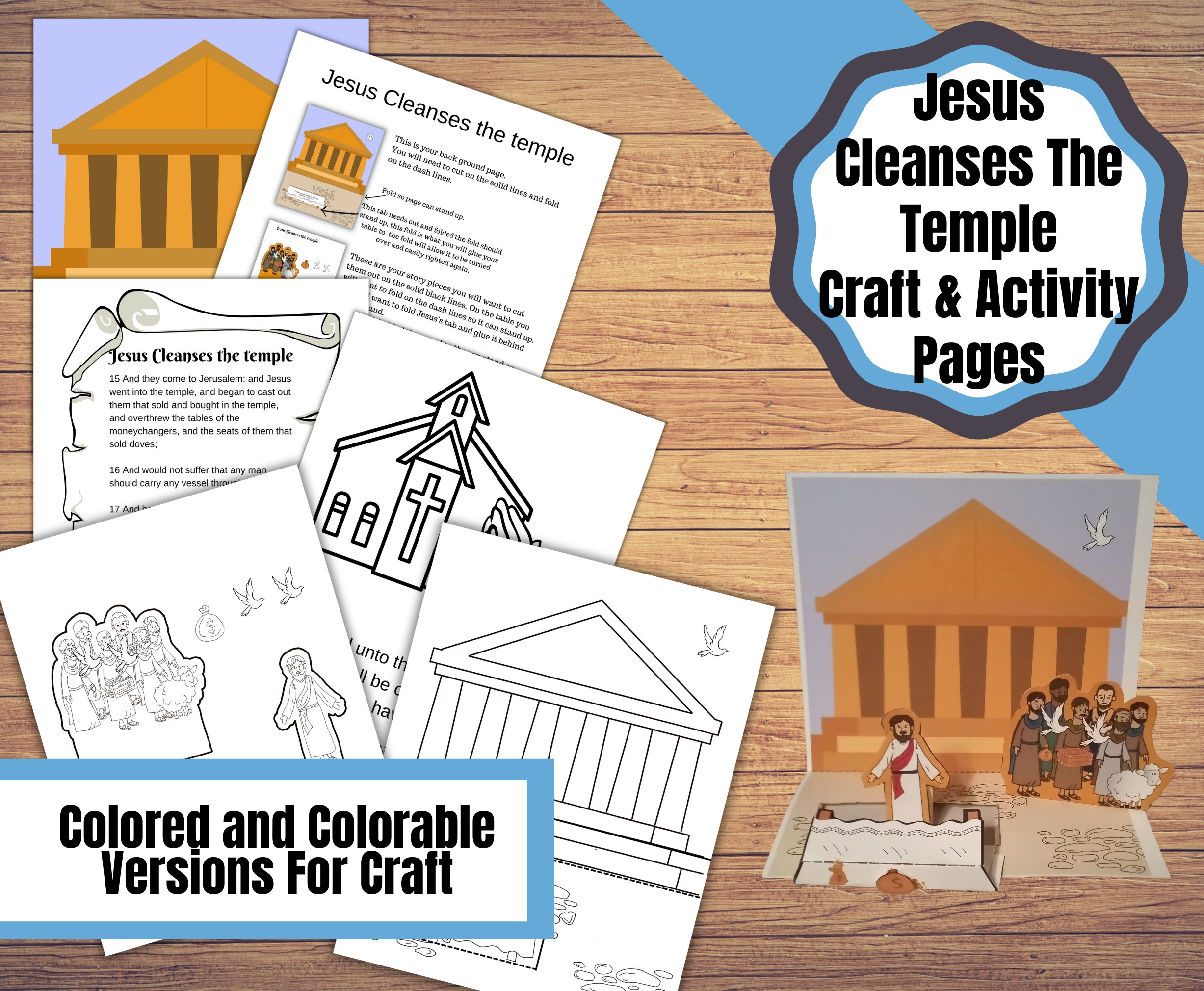 Printable, Jesus Cleanses the Temple Craft, Coloring, Scripture Pages ...