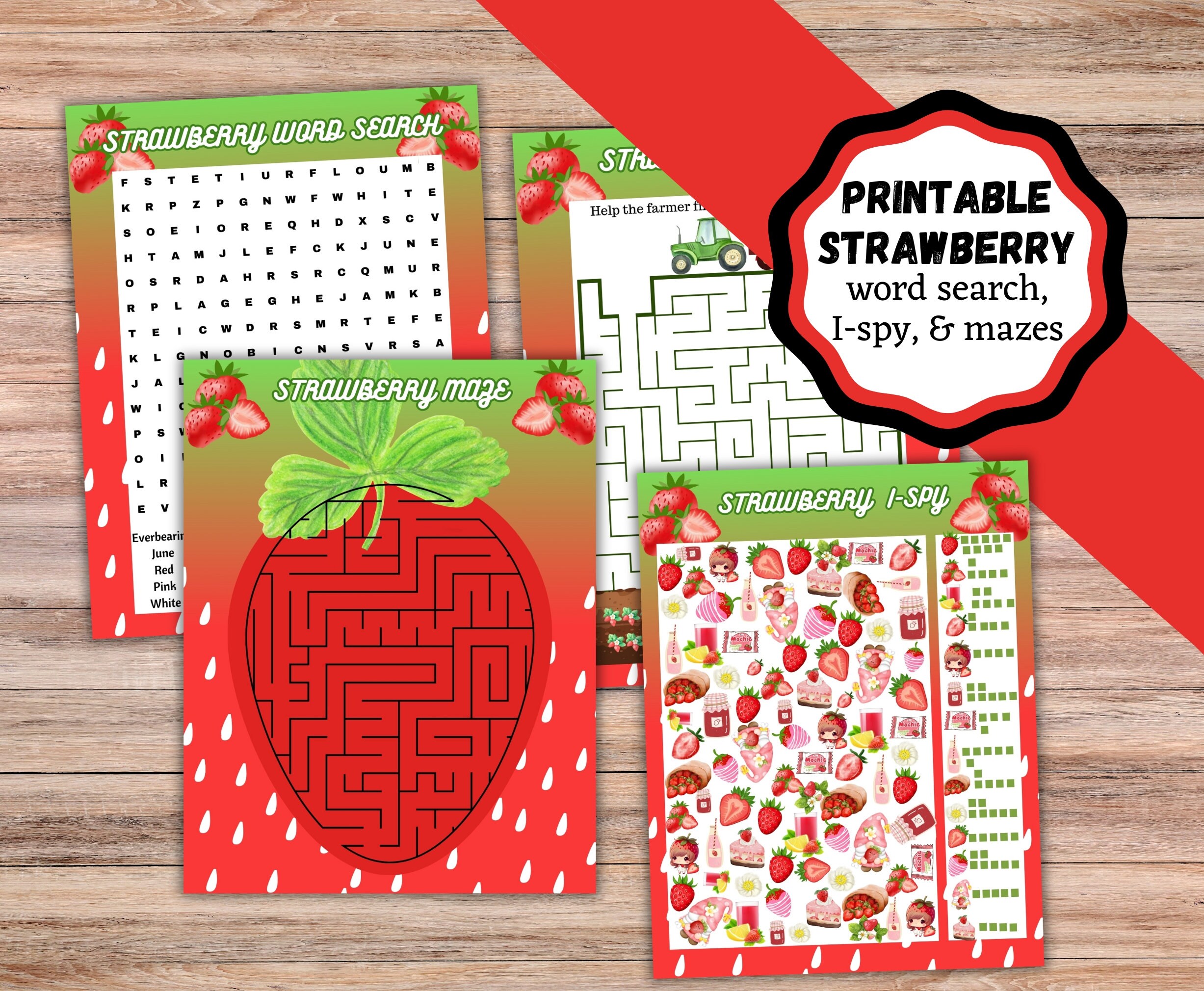 Printable Strawberry Themed Activity Pages. Strawberry Word Search ...