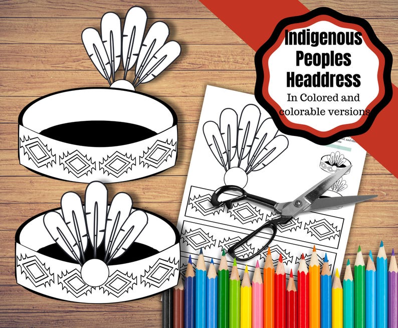 Printable Indigenous People Headdress, Native American Headdress ...