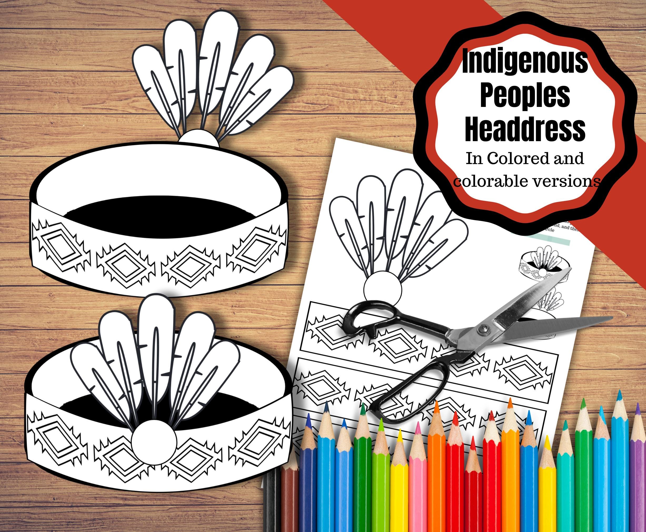Printable Indigenous People Headdress, Native American Headdress ...