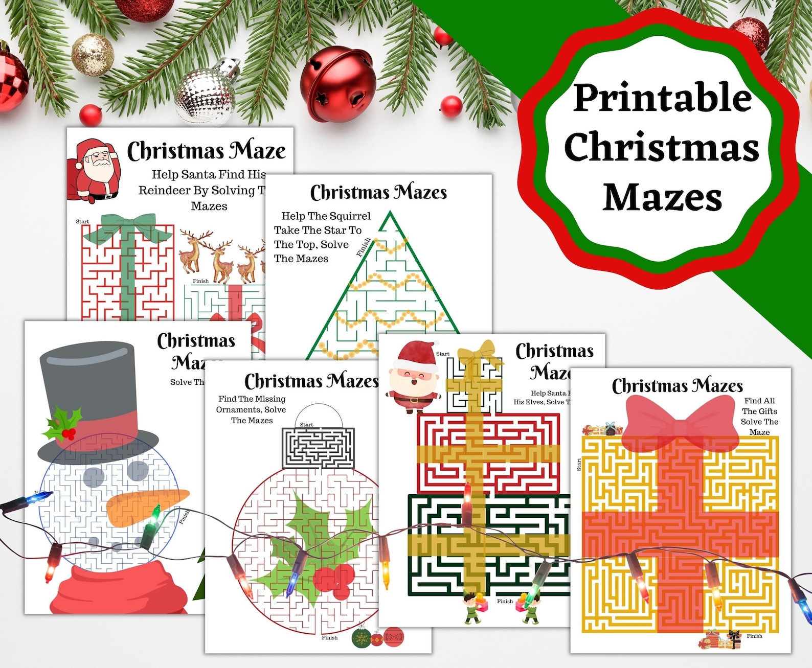 Christmas Themed Mazes, Printable Holiday Mazes to Play and Enjoy ...