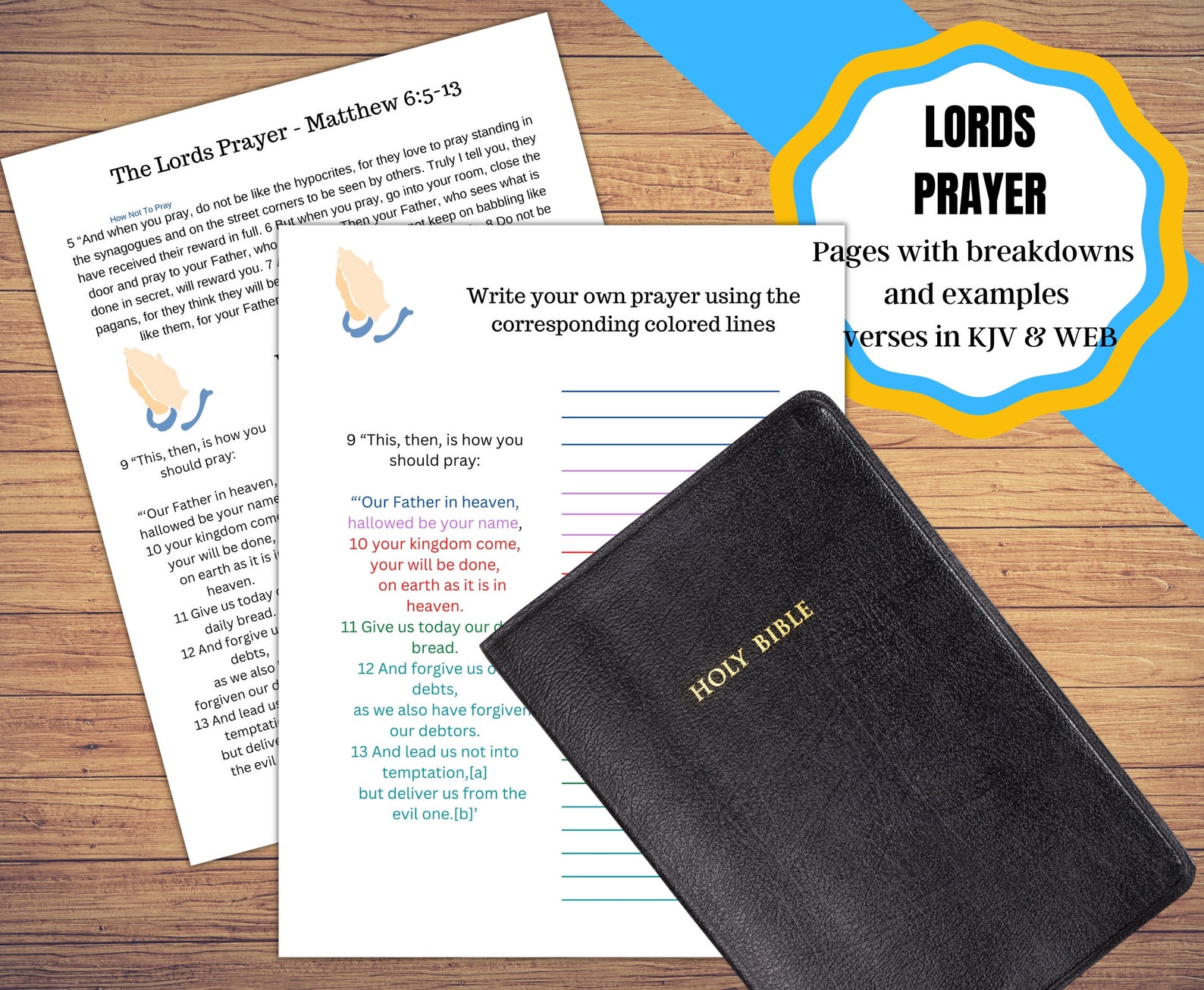 Printable Work Pages for Studding or Teaching the Lords Prayer for ...