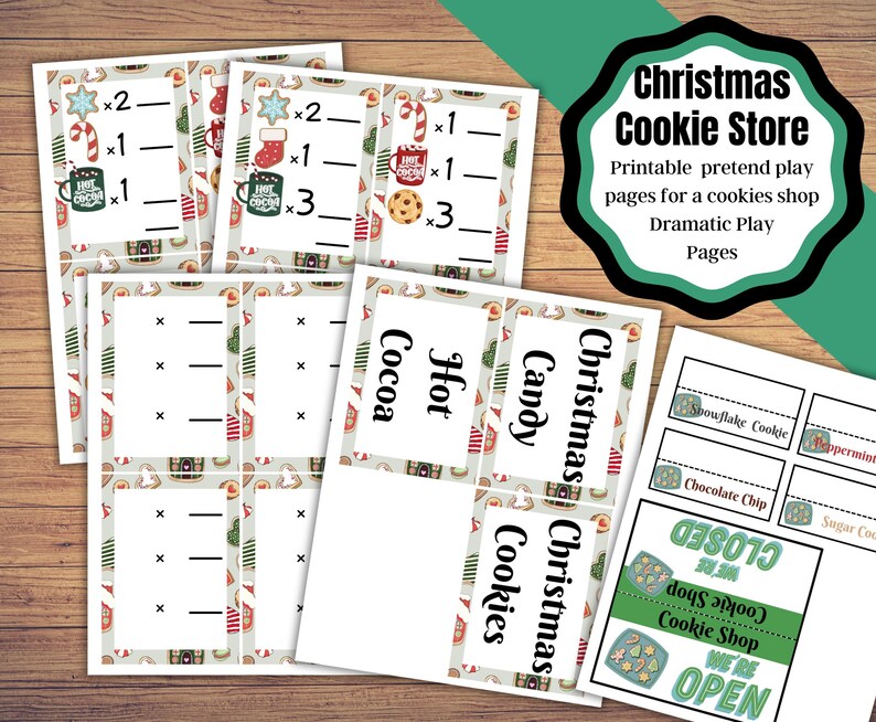 Printable Pages for a Pretend Play Christmas Cookie Shop. Dramatic ...