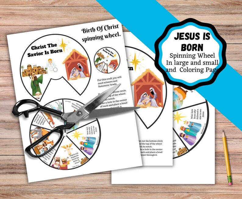 Printable Nativity Story Wheel Craft. Large and Small Spinning Wheel ...
