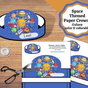 Printable Planet and Galaxy or Steller Themed Paper Crowns. VBS or ...