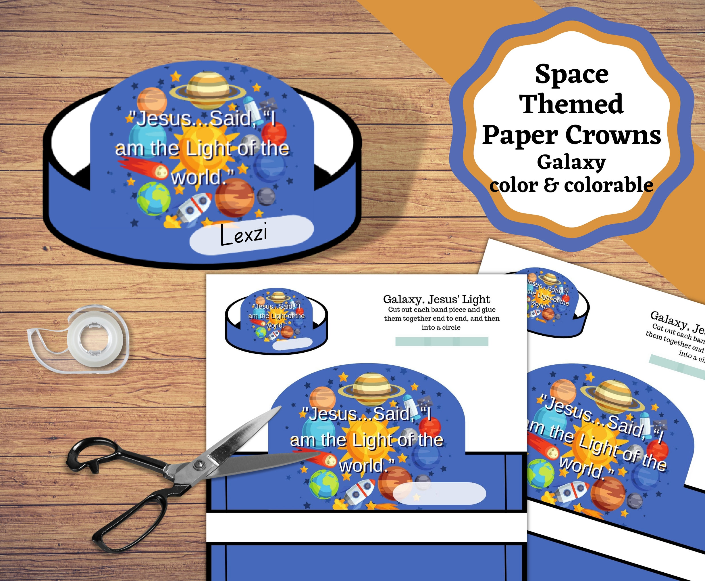 Printable Planet and Galaxy or Steller Themed Paper Crowns. VBS or ...
