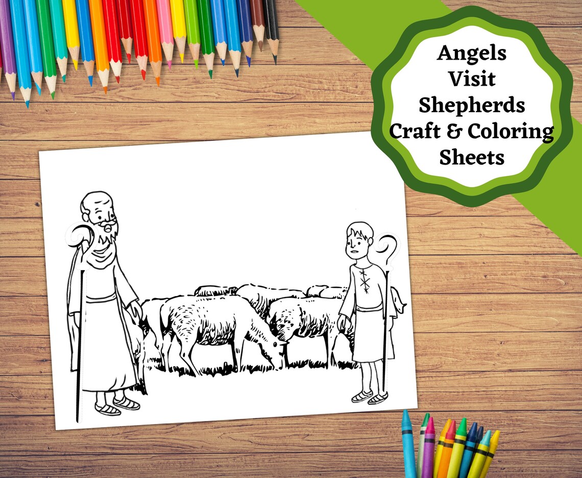 Angels Visit Shepherds Printable Craft, Shepherds Told About Jesus ...