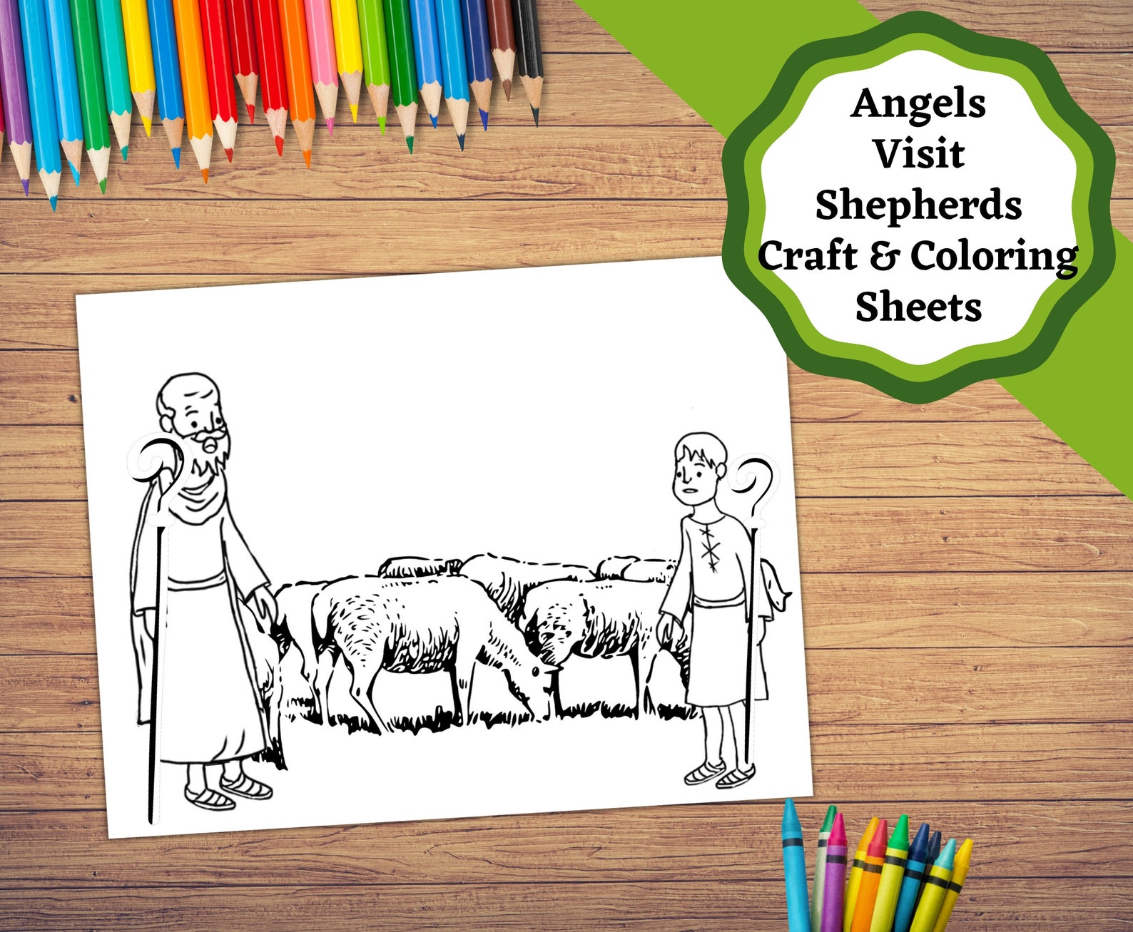 Angels Visit Shepherds Printable Craft, Shepherds Told About Jesus ...