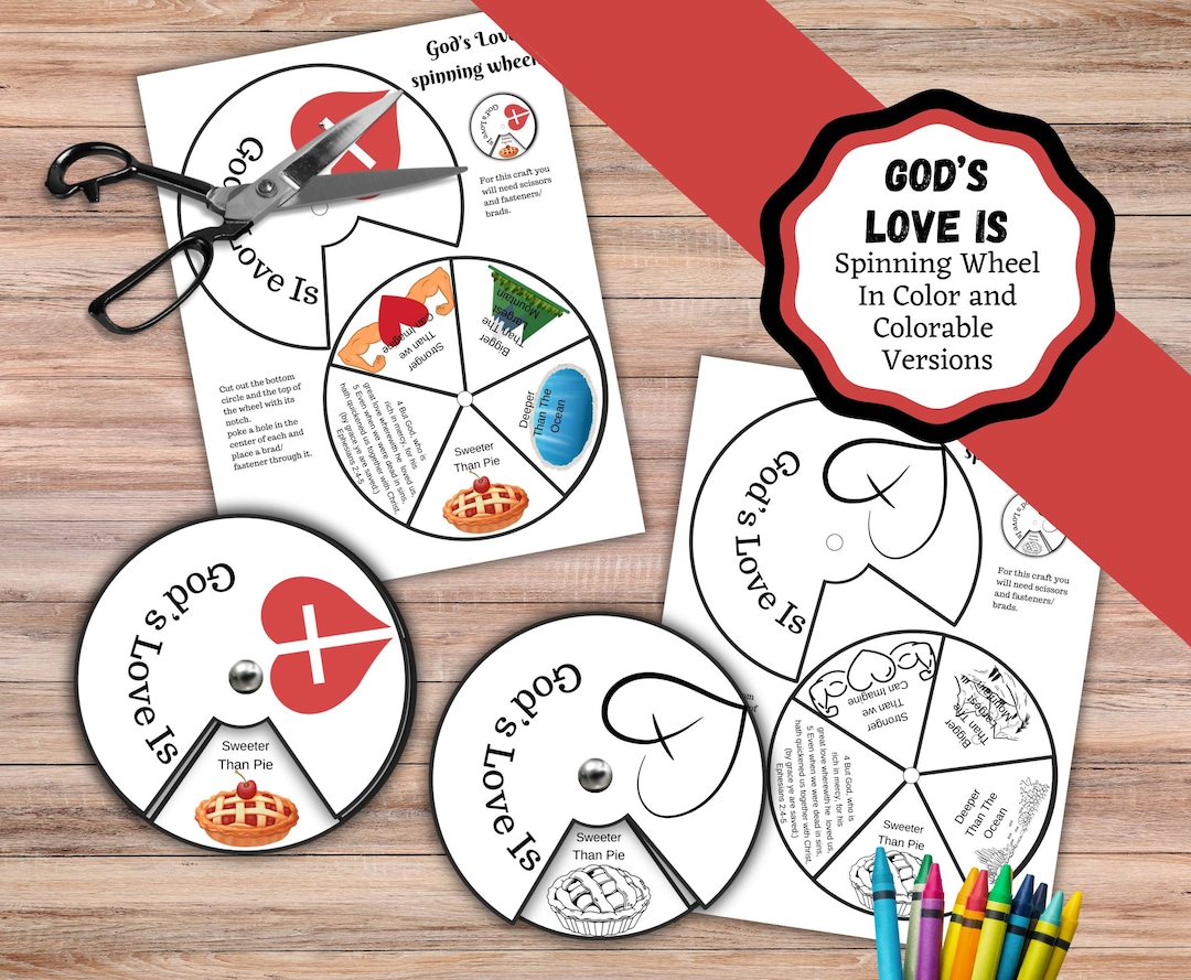 God's Love is Spinning Wheel Craft for Kids in Colored and Colorable ...