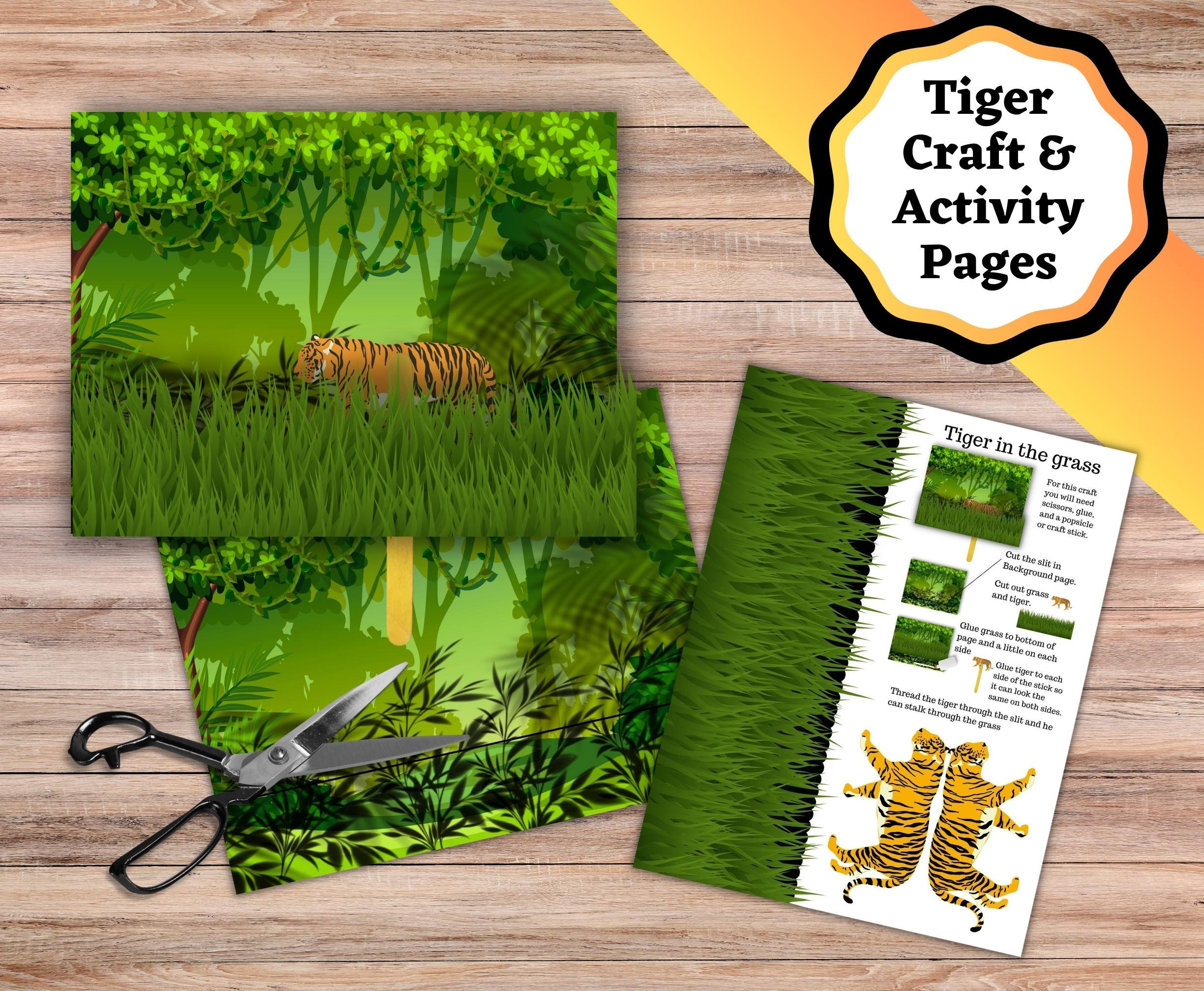 Printable Tiger Craft and Activity Set. Build a Tiger, Tiger in Jungle ...