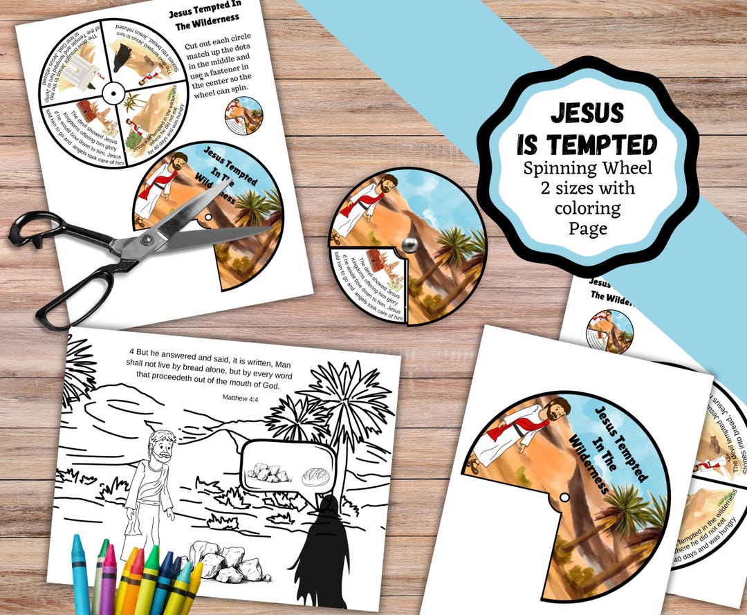 Jesus Tempted in the Wilderness, Printable Spinning Wheel Craft in 2 ...
