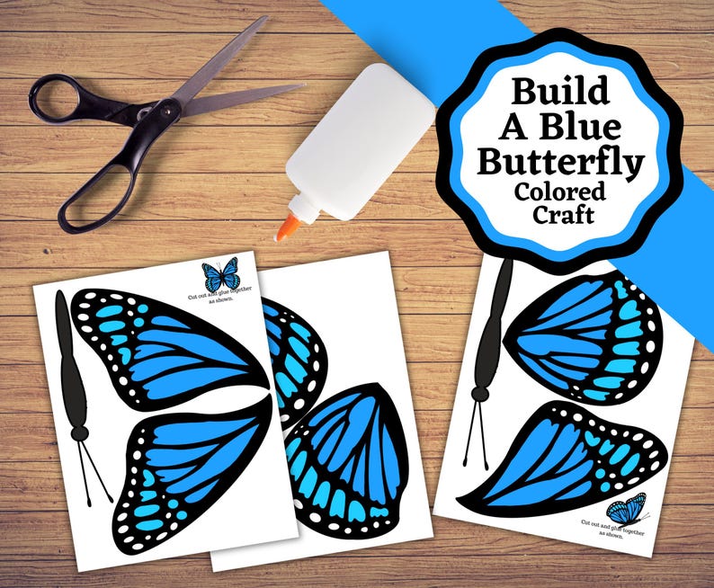 Build Your Own Blue Butterfly, Cut Out and Glue Together Two Large ...