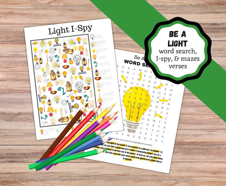 Printable Word Search, I-spy, and Mazes for Being a Light for Jesus ...