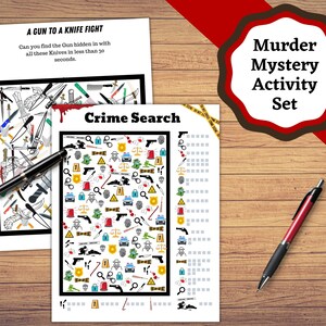 Printable Murder Mystery Activity Set, Murder and Crime Themed, Word ...