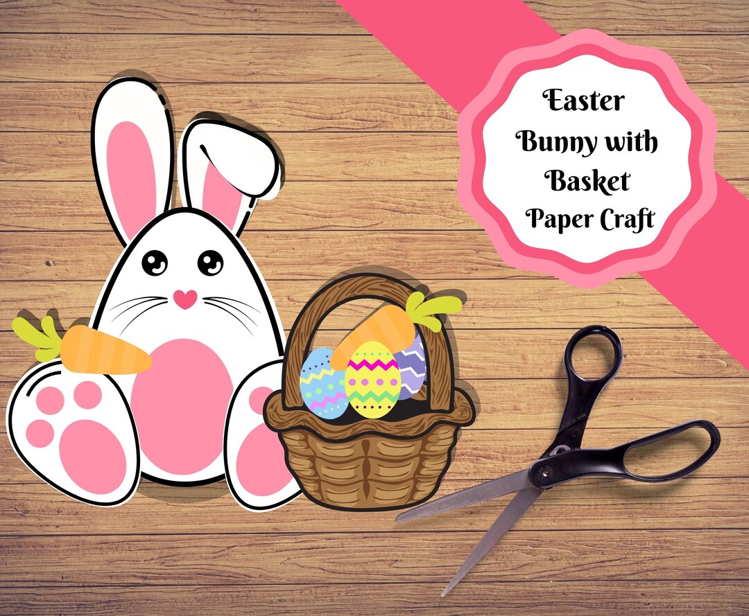Easter Bunny Kids Paper Craft, Printable Kids Easter Project. Bunny DIY ...