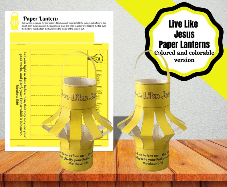 Live Like Jesus Printable Paper Lantern. Colored and Colorable Paper ...