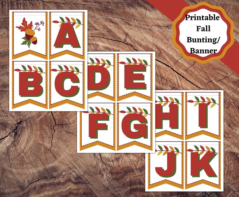 Fall Printable Bunting/banner, Autumn Decoration, Create Your Own Fall ...