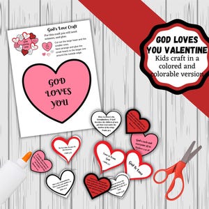 God Loves You Valentine Kids Craft With Scriptures. Valentine Colored ...