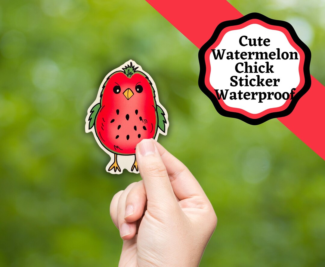 Watermelon Baby Chick, Waterproof Sticker, Baby Chick Sticker, Vinyl ...