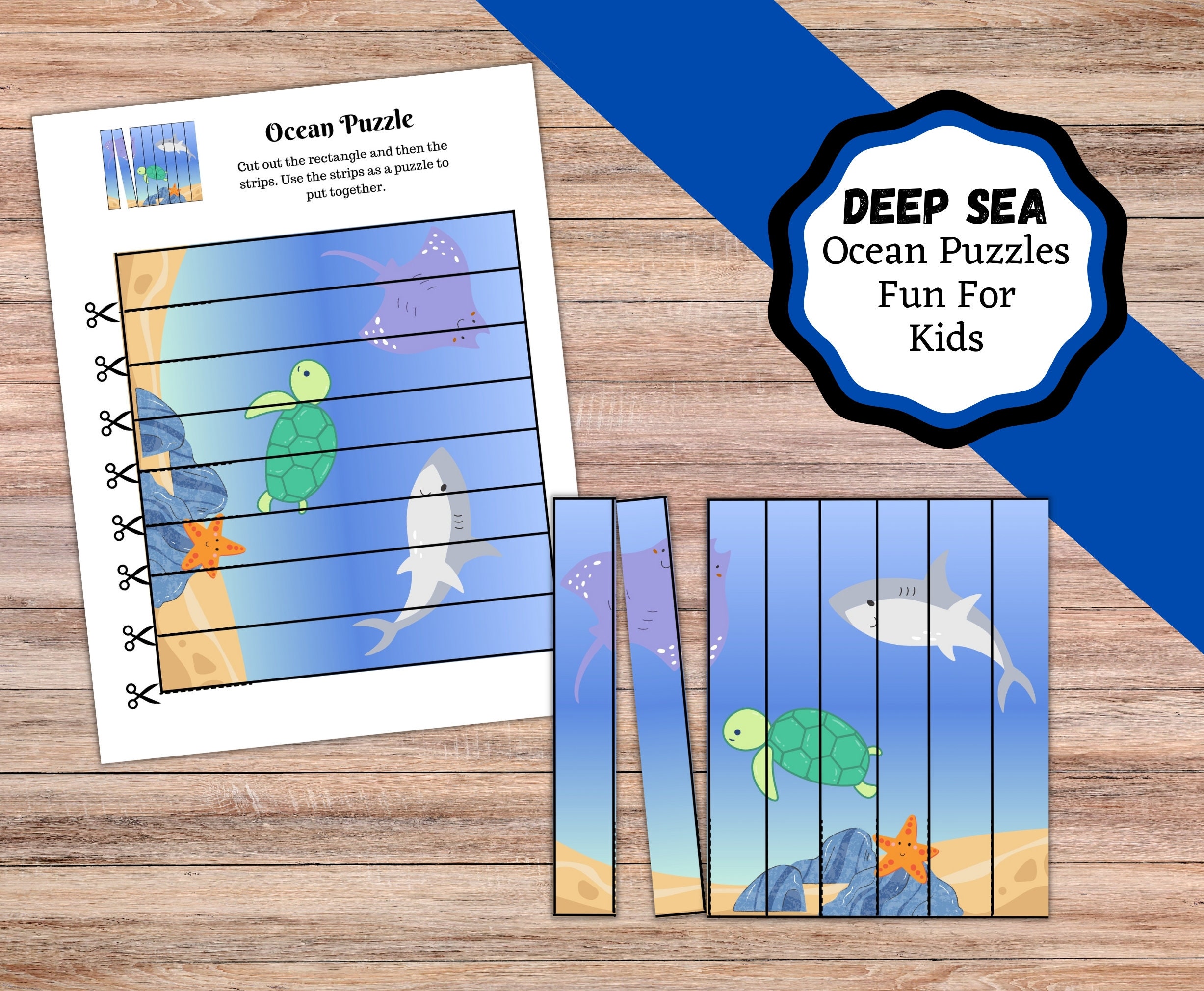 Printable Cut Apart Deep Sea Puzzle, Ocean Puzzle for Young Learners ...
