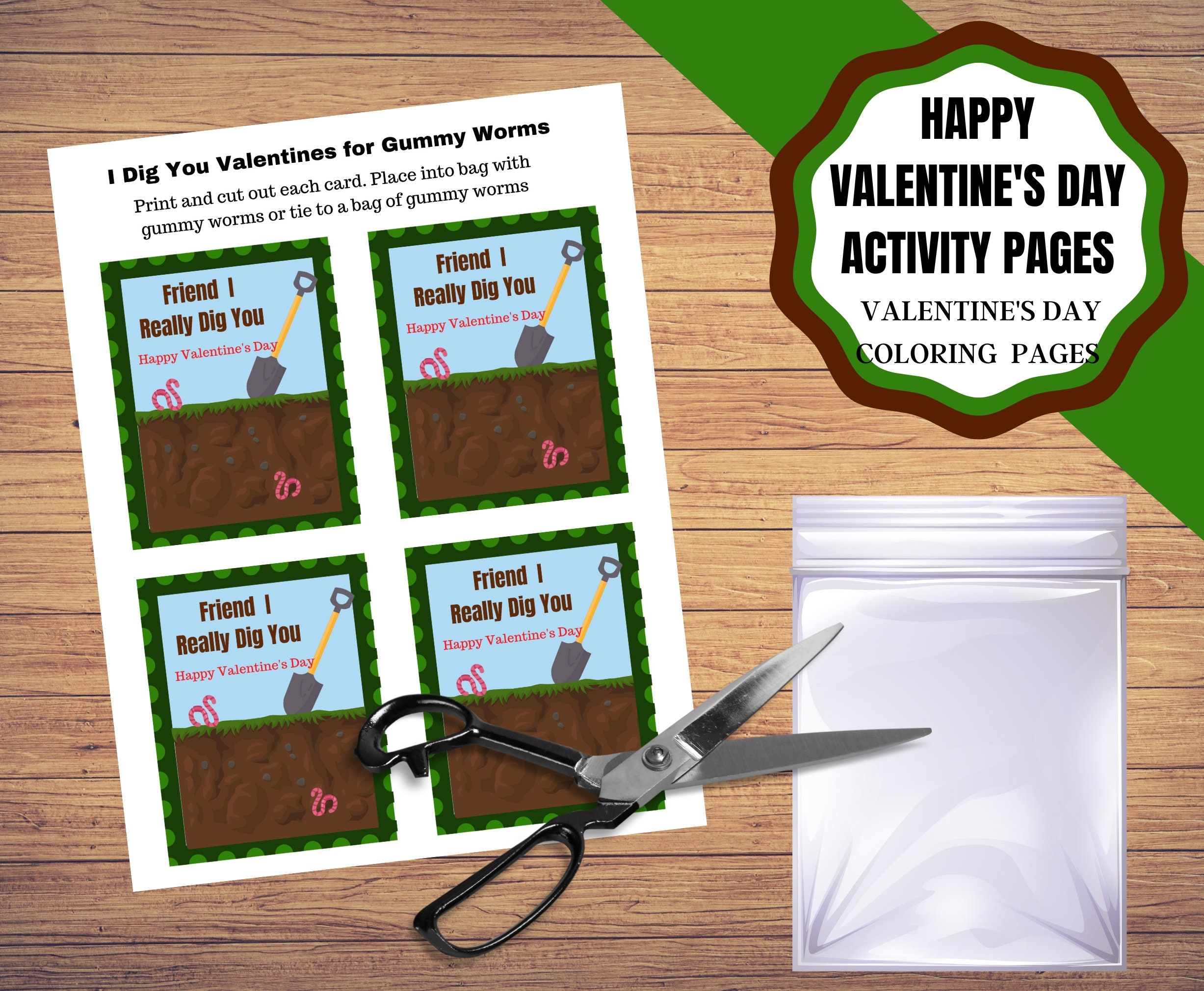Printable Valentines Candy Cards, I Really Dig You Valentine Cards ...