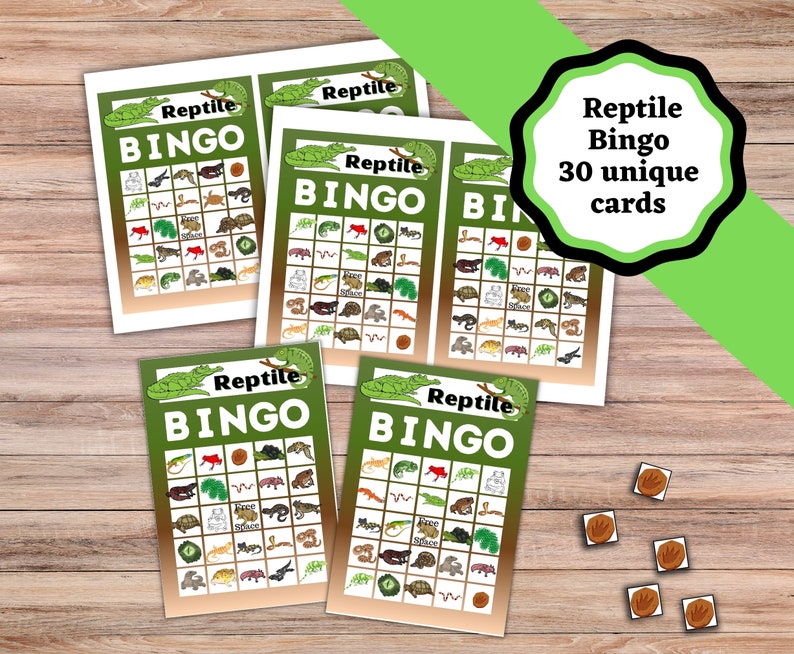 Printable Reptile Themed Bingo Cards, Printable Reptile Bingo Game ...