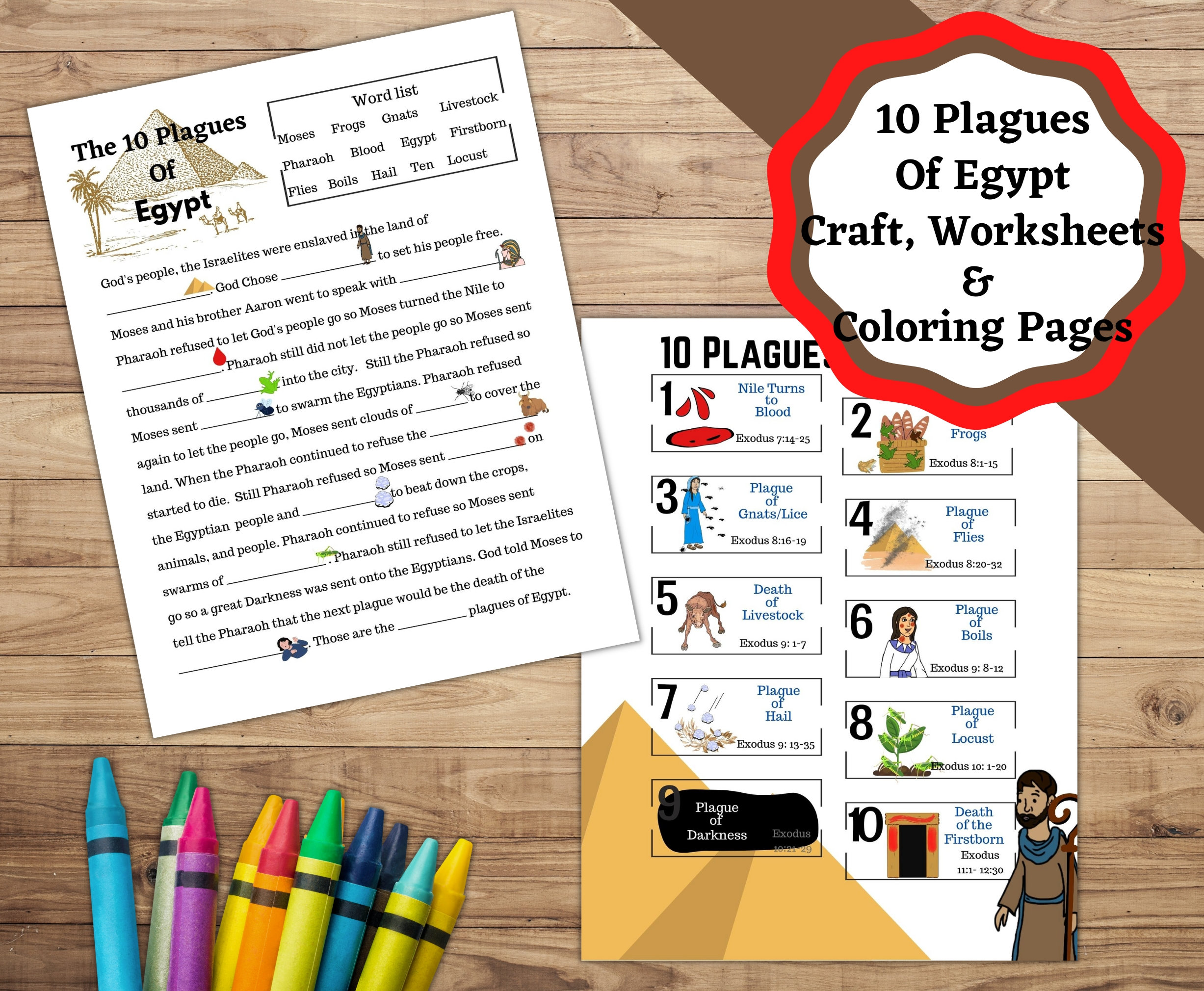 Moses and the 10 Plagues of Egypt. Plagues of Egypt Crafts, Worksheets ...