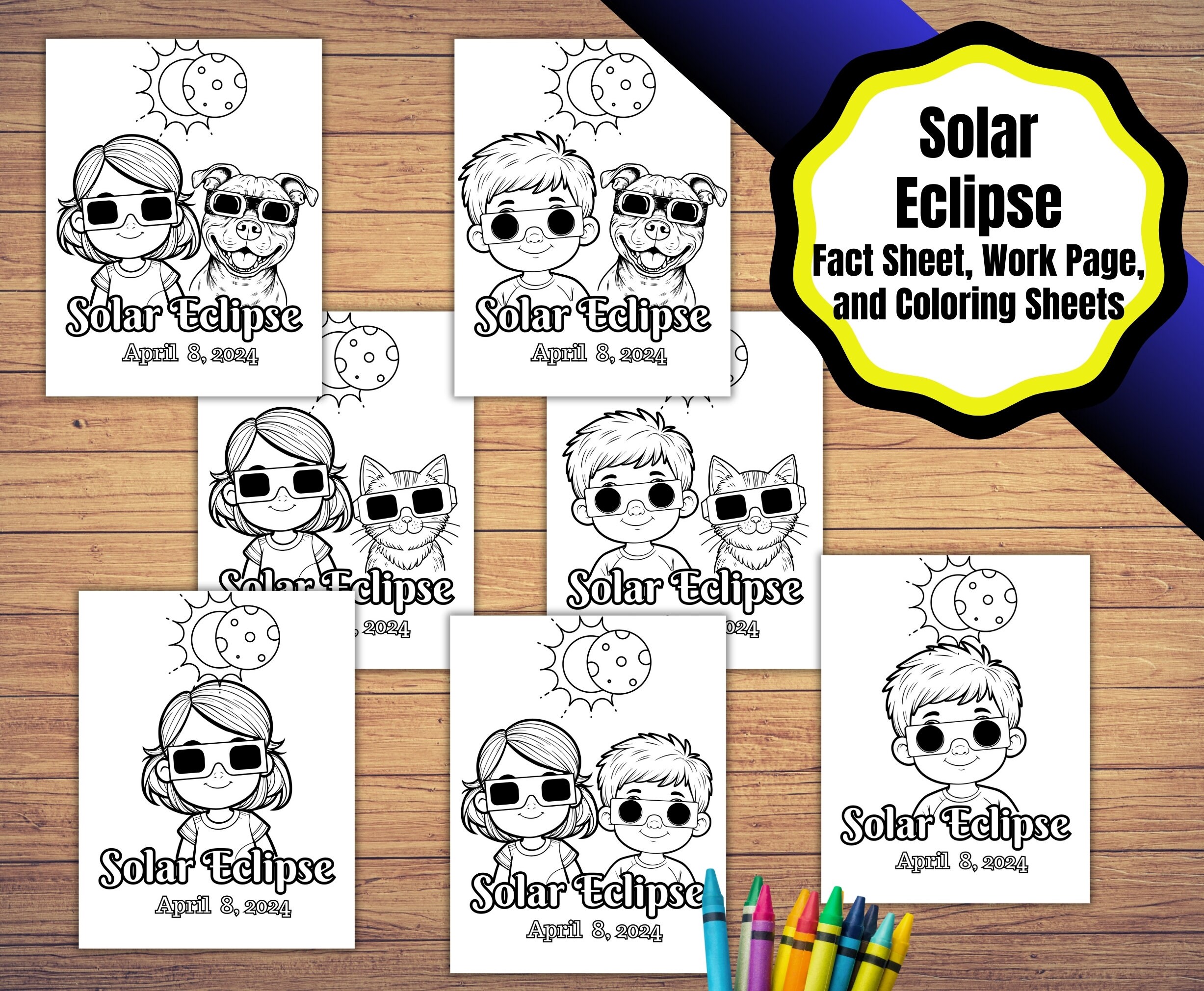 Printable Solar Eclipse - Fact Page, Work Sheet, and Coloring Pages ...