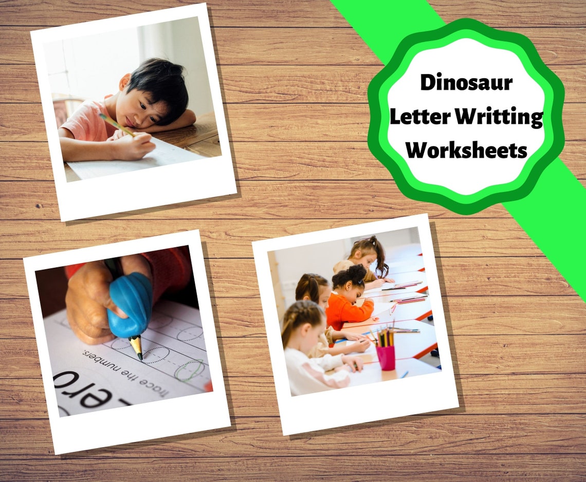 Dinosaur Themed Children's Printable Letter Writing Practice Worksheets ...