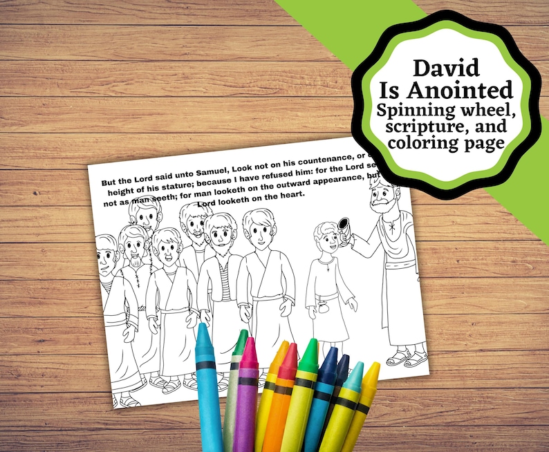 David is Anointed, Spinning Craft With Coloring Page and Scripture Page ...