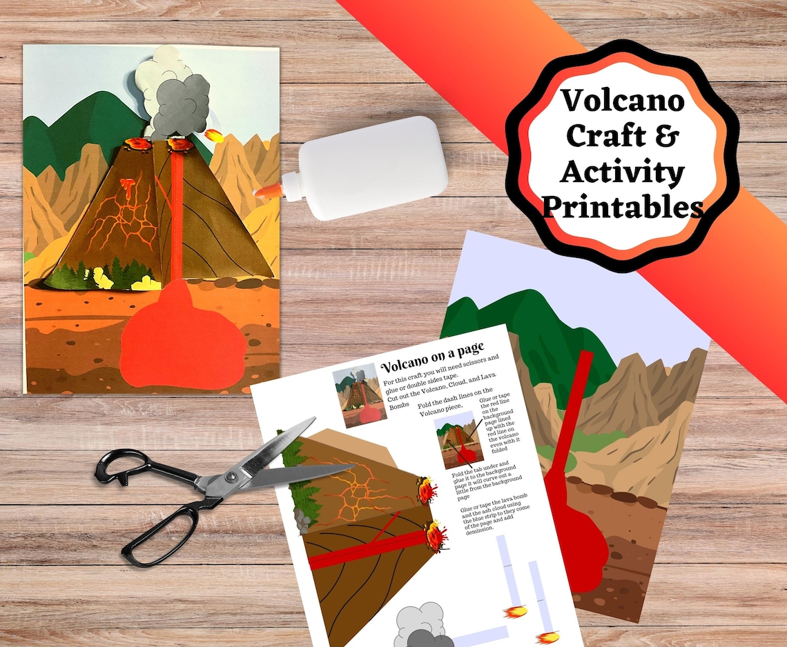 Printable Volcano Craft Pages, Craft, Activity, Coloring, and Maze ...