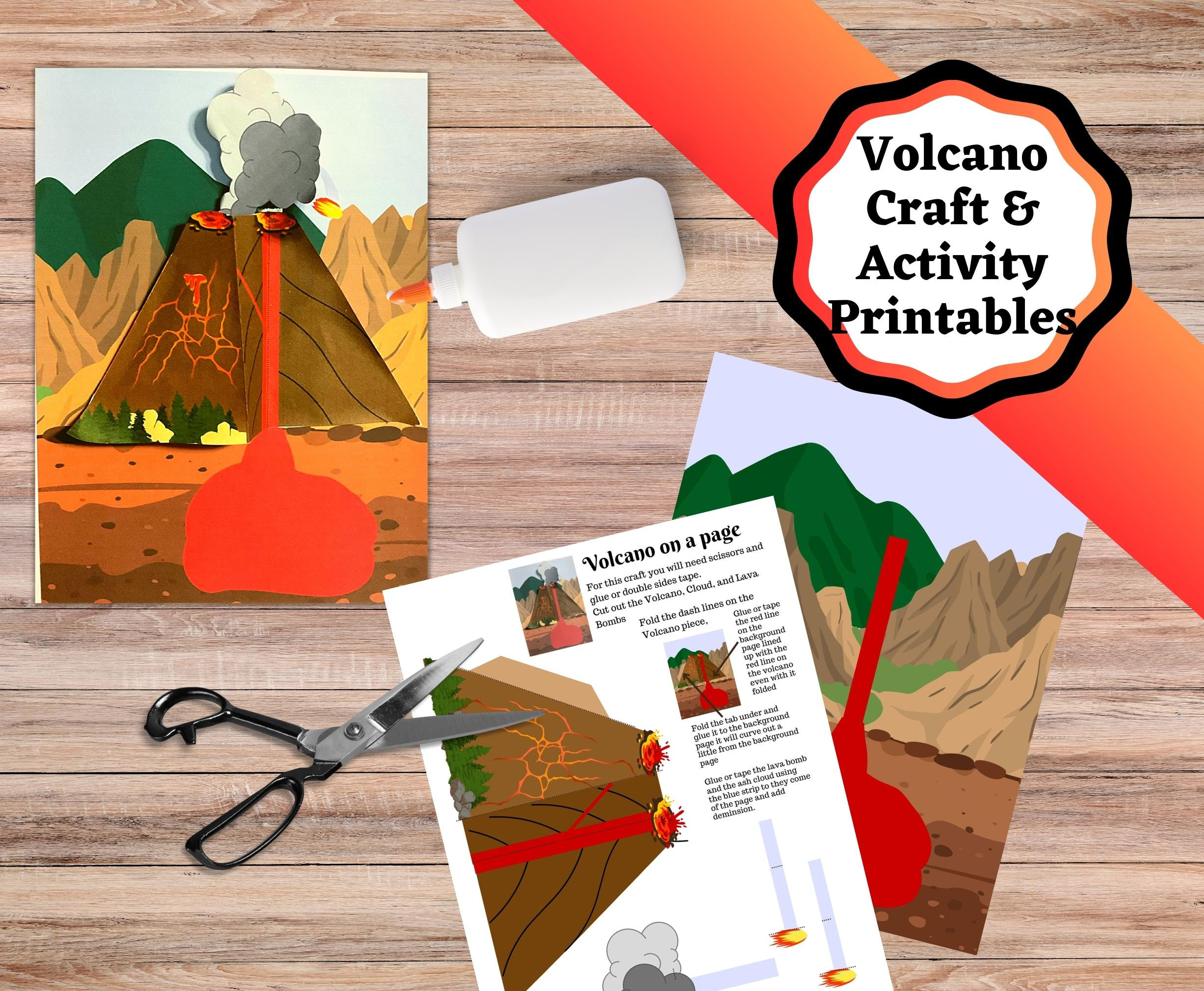 Printable Volcano Craft Pages, Craft, Activity, Coloring, and Maze ...