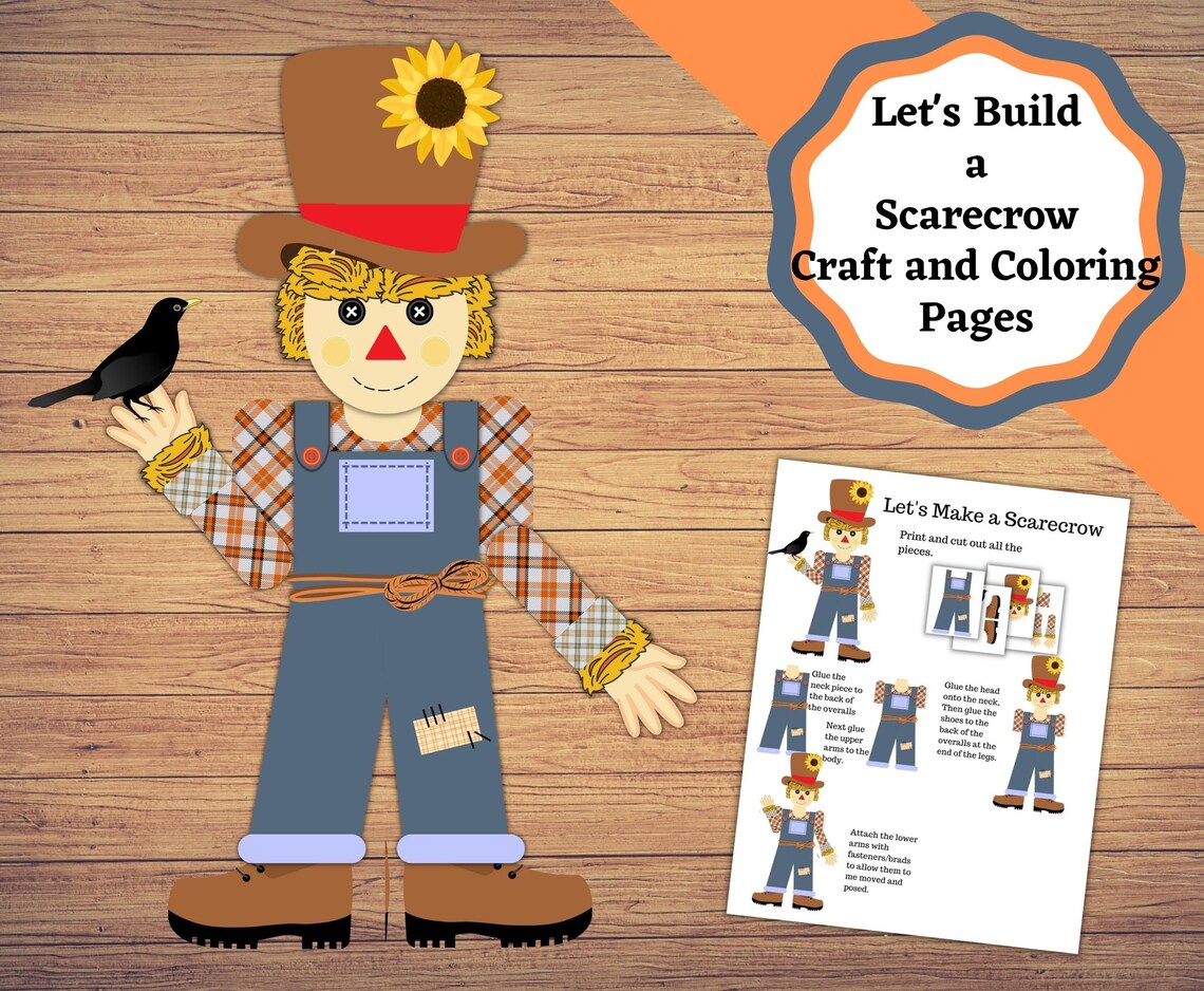 Scarecrow Activity Sheets Printable Scarecrow Craft and Coloring Page ...