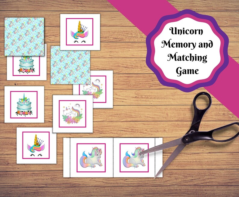 Matching Memory Game With Unicorn Theme. Memory Game for Kids - Etsy