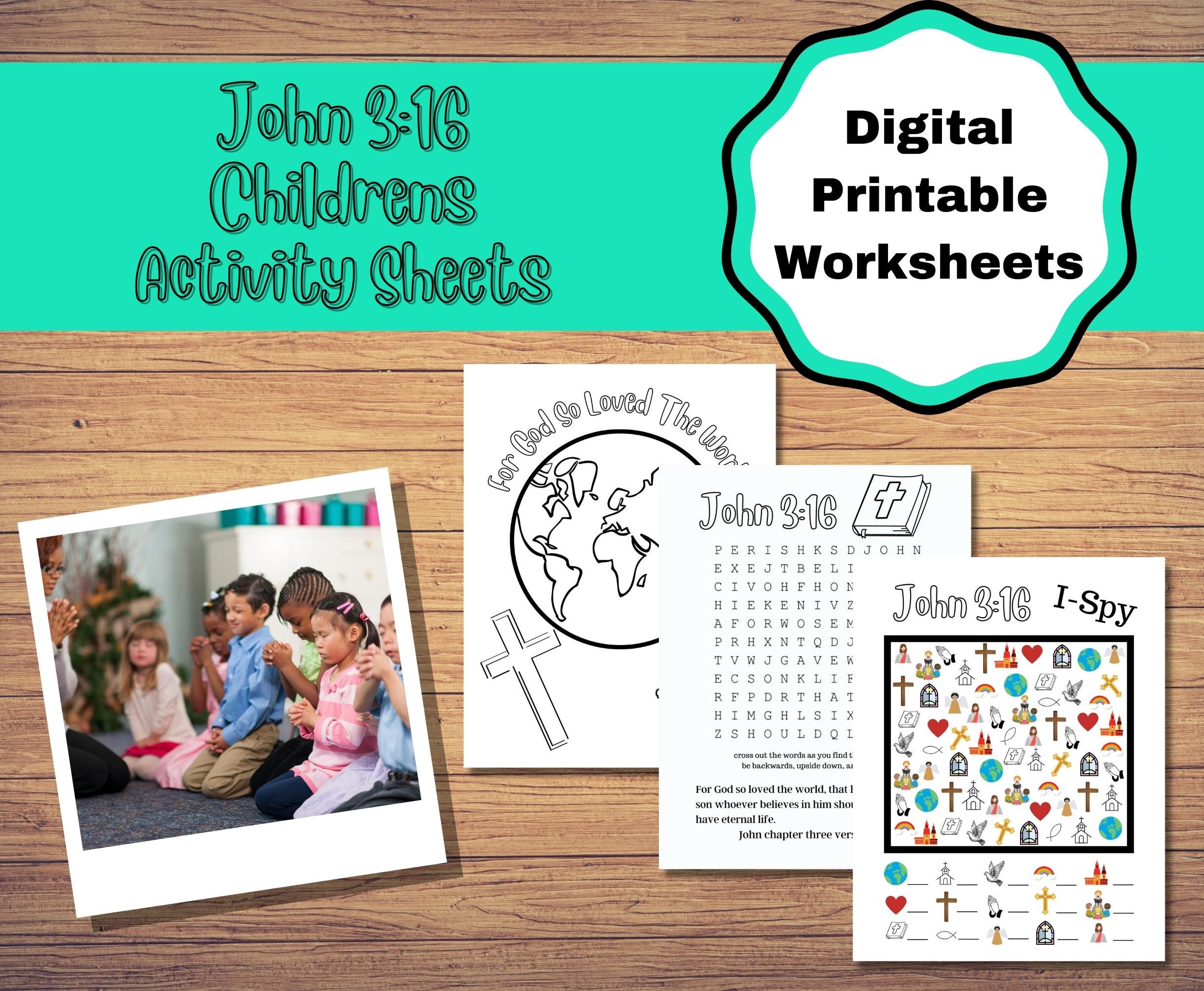 John 3:16 Activity Sheets for Kids Church Lesson Activity - Etsy