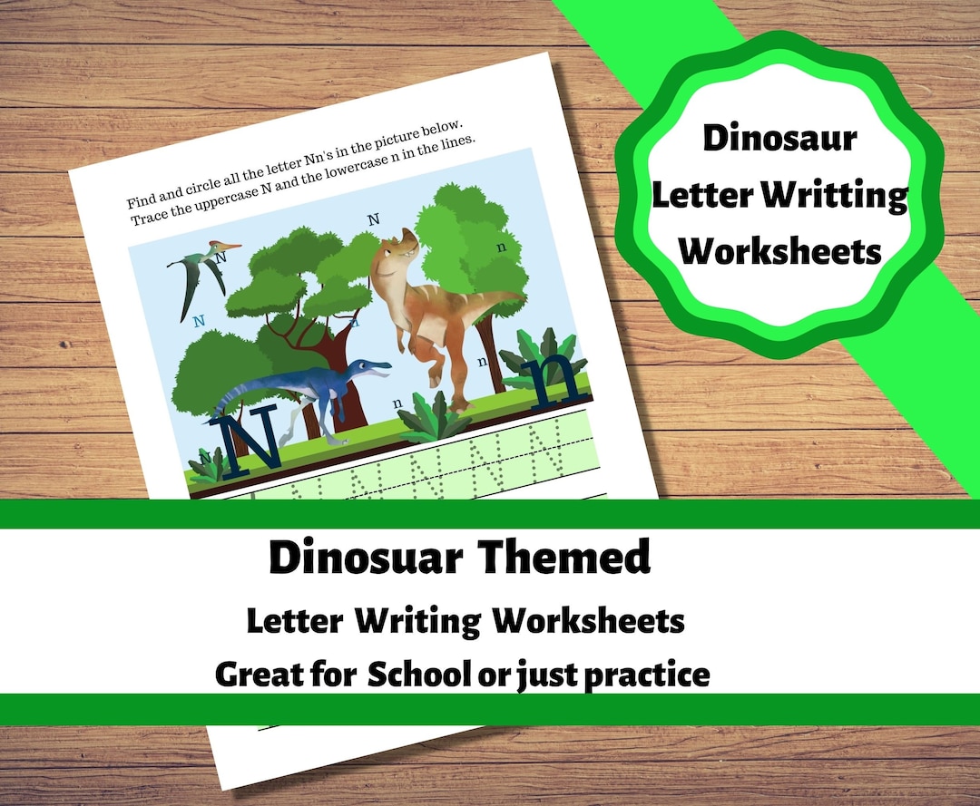 Dinosaur Themed Children's Printable Letter Writing Practice Worksheets ...
