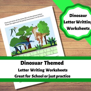 Dinosaur Themed Children's Printable Letter Writing Practice Worksheets ...
