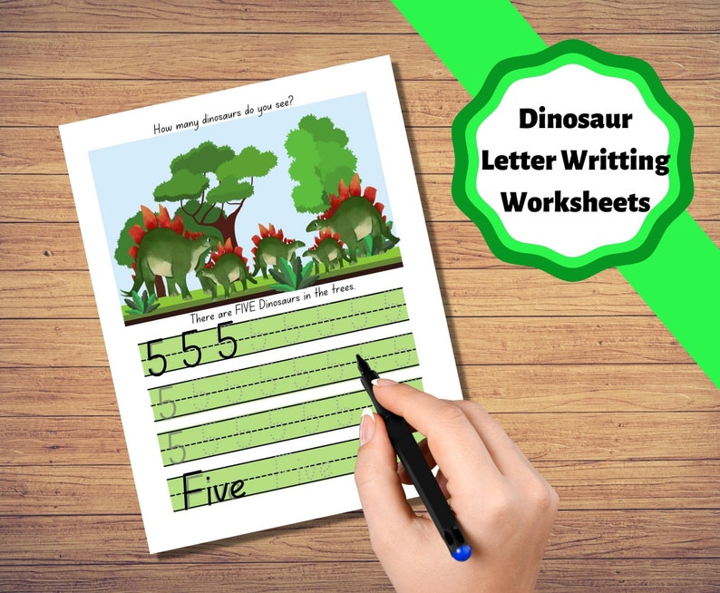 Dinosaur Themed Printable Number Writing Practice Pages - Etsy